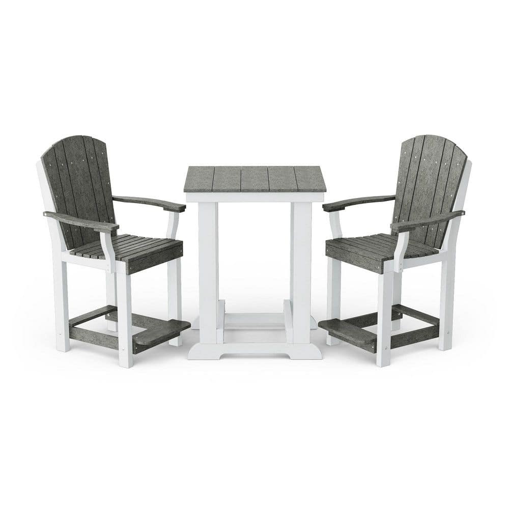 Wildridge Heritage 3-Piece Dark Gray and White HDPE Plastic Outdoor ...