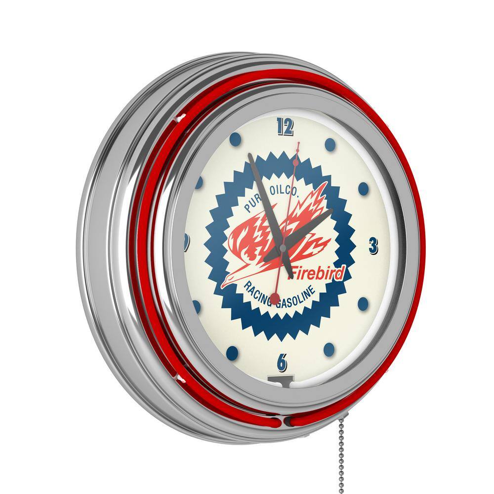 Pure Oil Red Firebird Lighted Analog Neon Clock AR8PURE-HD - The Home Depot