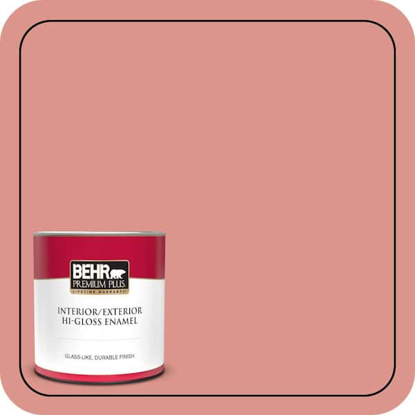 BEHR PREMIUM PLUS 1 qt. #180D-4 Coral Serenade Hi-Gloss Enamel Interior ...
