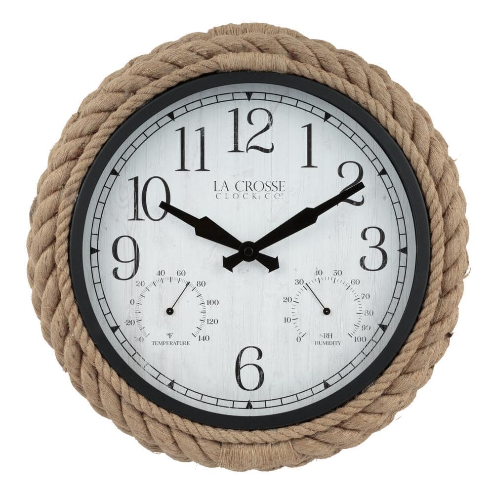 La Crosse Clock 14 In. Rowan Indoor/Outdoor Rope Analog Quartz Wall ...