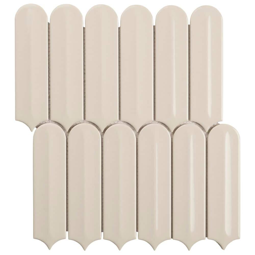 Ivy Hill Tile Medley Feather Mushroom Gray 4 in. x 0.35 in. Glossy ...