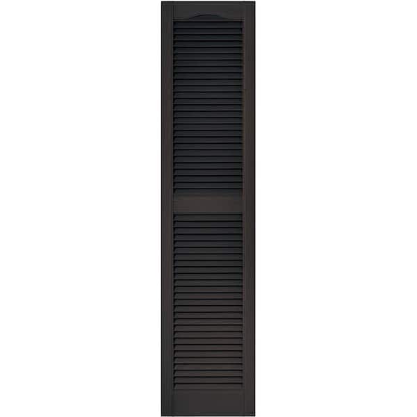 Builders Edge 15 in. x 64 in. Louvered Vinyl Exterior Shutters Pair in ...