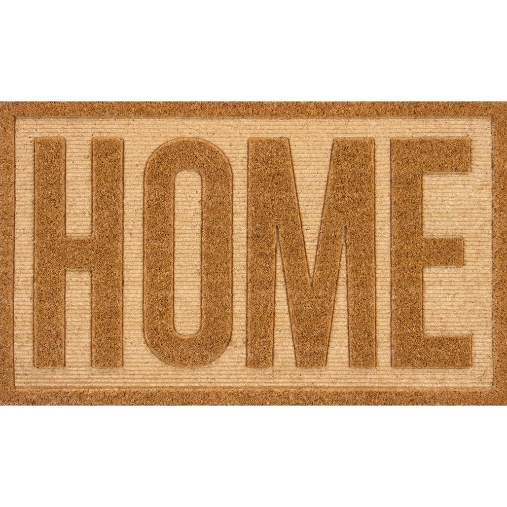 StyleWell Welcome Home Natural 18 in. x 30 in. Coir Non-Slip Outdoor ...