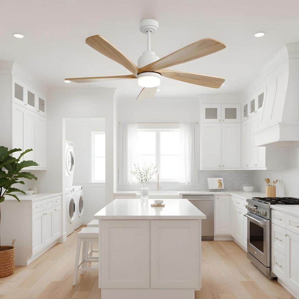 RCCFBHM 52 in. LED Indoor Modern Style Downrod White Oak Natural ...