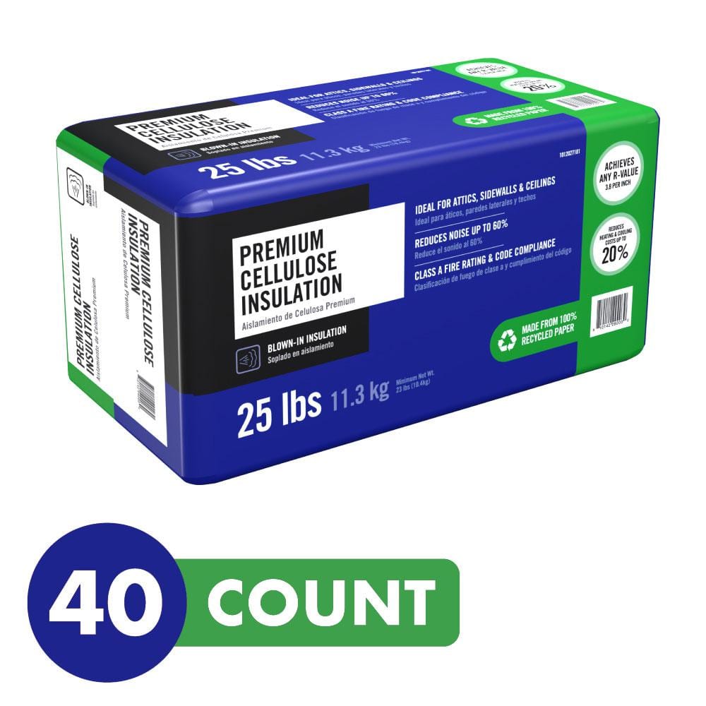 Premium Cellulose Blown-In Insulation 25 lbs. (Full Pallet - 40-Pack ...
