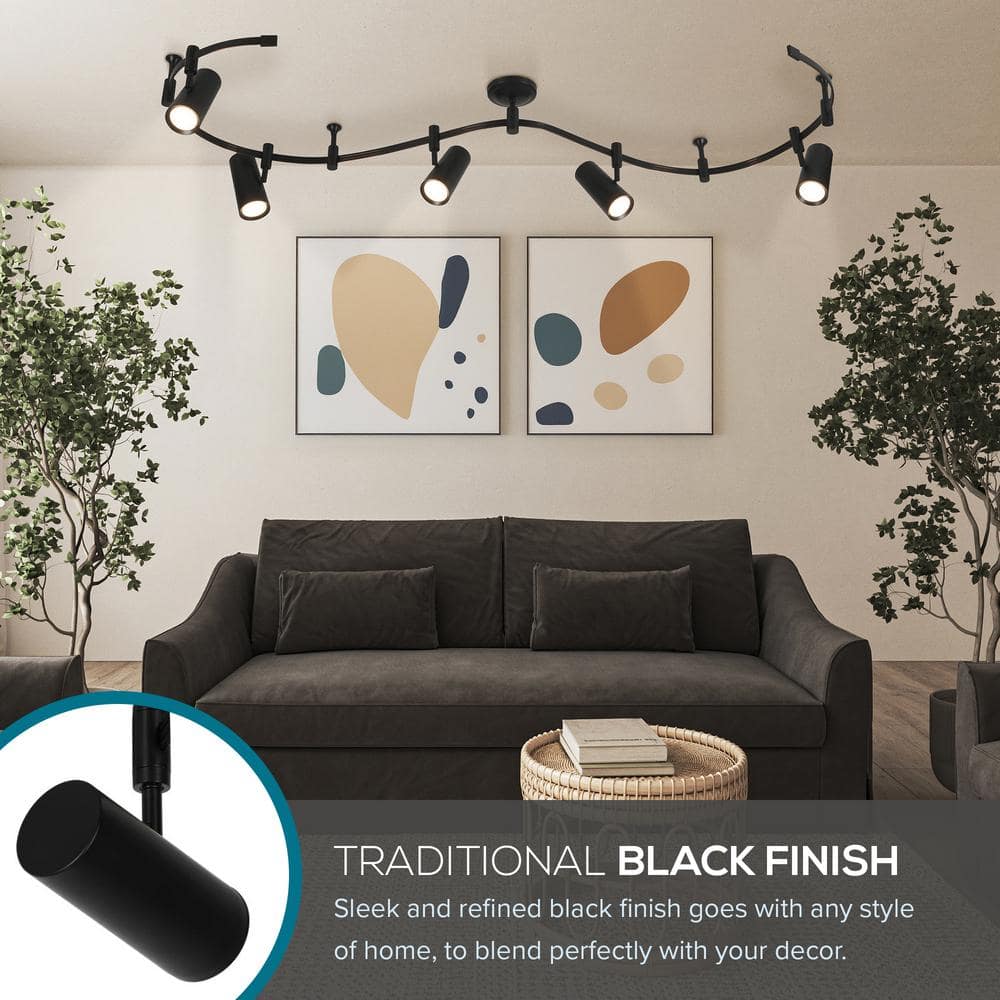 Flex 8 ft. Matte Black Integrated LED Ceiling Mounted Hardwired Track ...