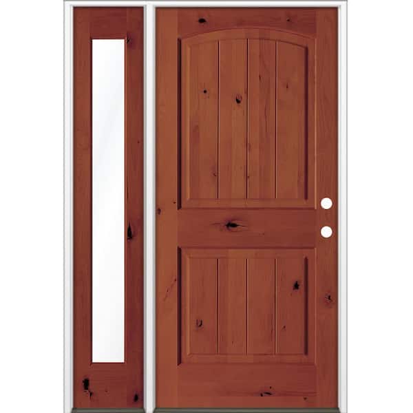 Krosswood Doors 44 in. x 80 in. Knotty Alder Arch Top Left-Hand/Inswing ...