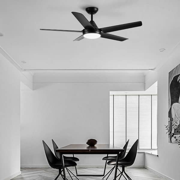 LINJO 48 in. Modern Black 5 ABS Blades Downrod Standard Ceiling Fan ...