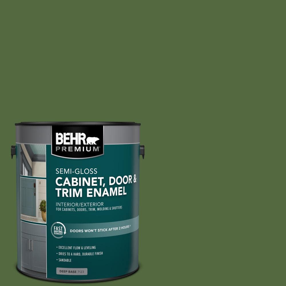 BEHR PREMIUM 1 gal. #M380-7 Alfalfa Extract Semi-Gloss Enamel Interior ...