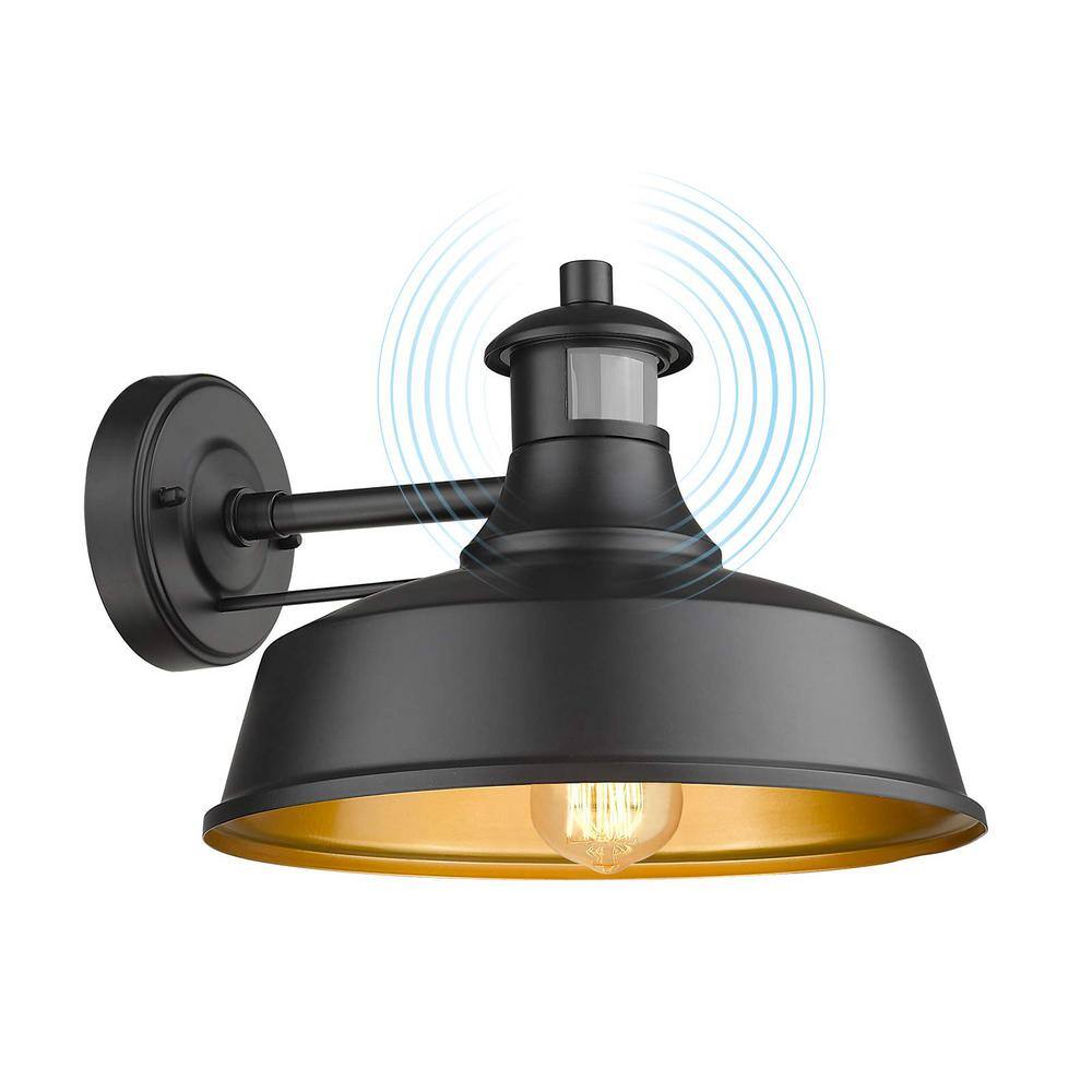 JAZAVA Black Motion Sensing Dusk to Dawn Outdoor Hardwired Barn Wall ...