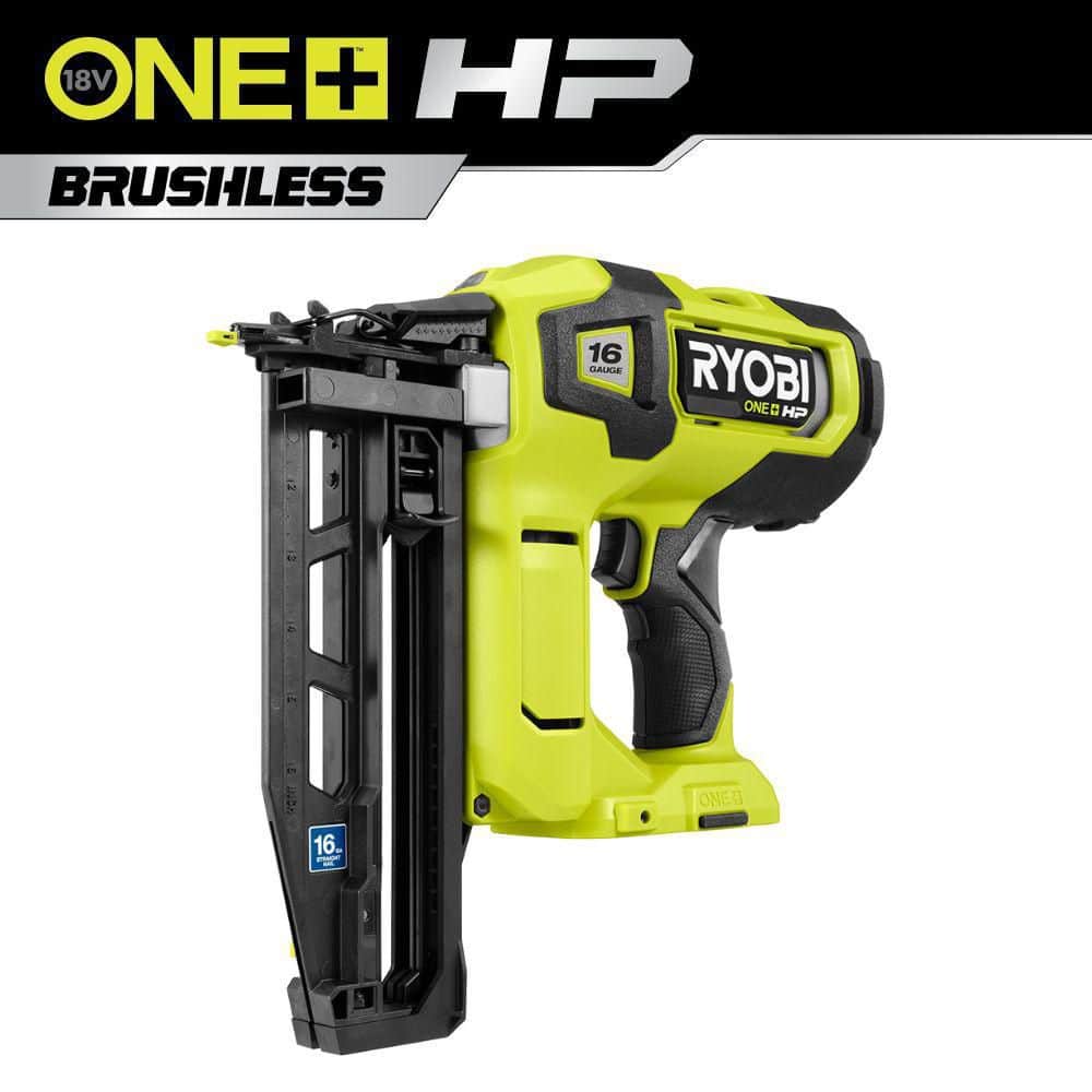 RYOBI ONE+ HP 18V Brushless Cordless 16-Gauge Straight Finish Nailer ...