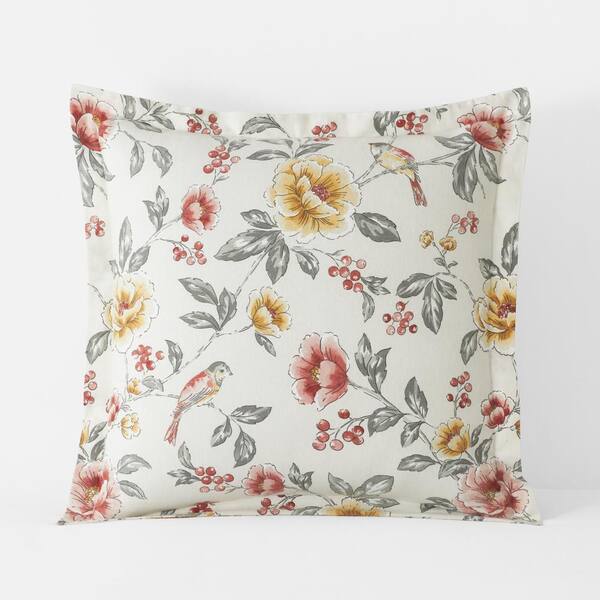 The Company Store Company Cotton Viola Velvet Flannel White Multi Cotton Euro Sham 51164F-E-WHI ...