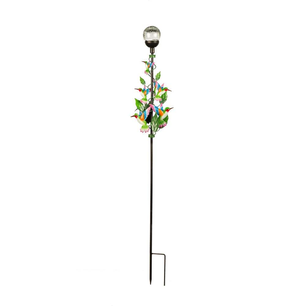 Evergreen Enterprises 37 in. Solar Metal Garden Stake, Crackled Glass ...