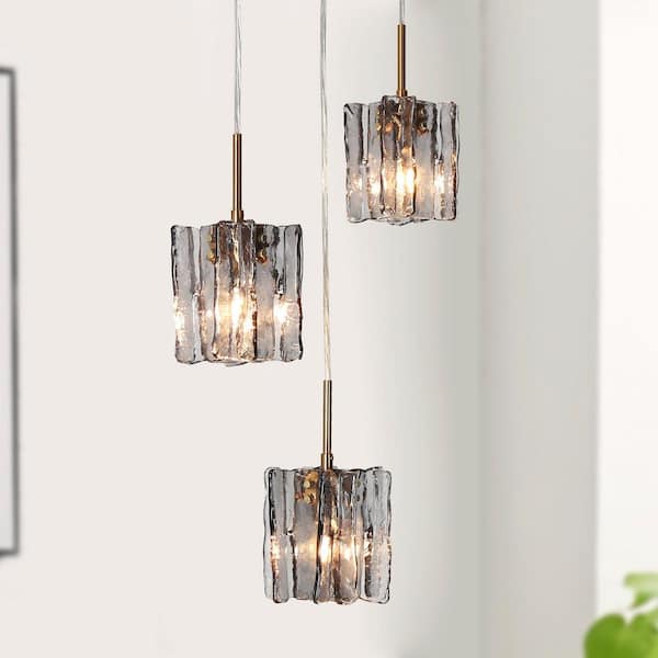 LNC Echonalyri Modern 3-Light Glam Matte Black and Plating Brass ...