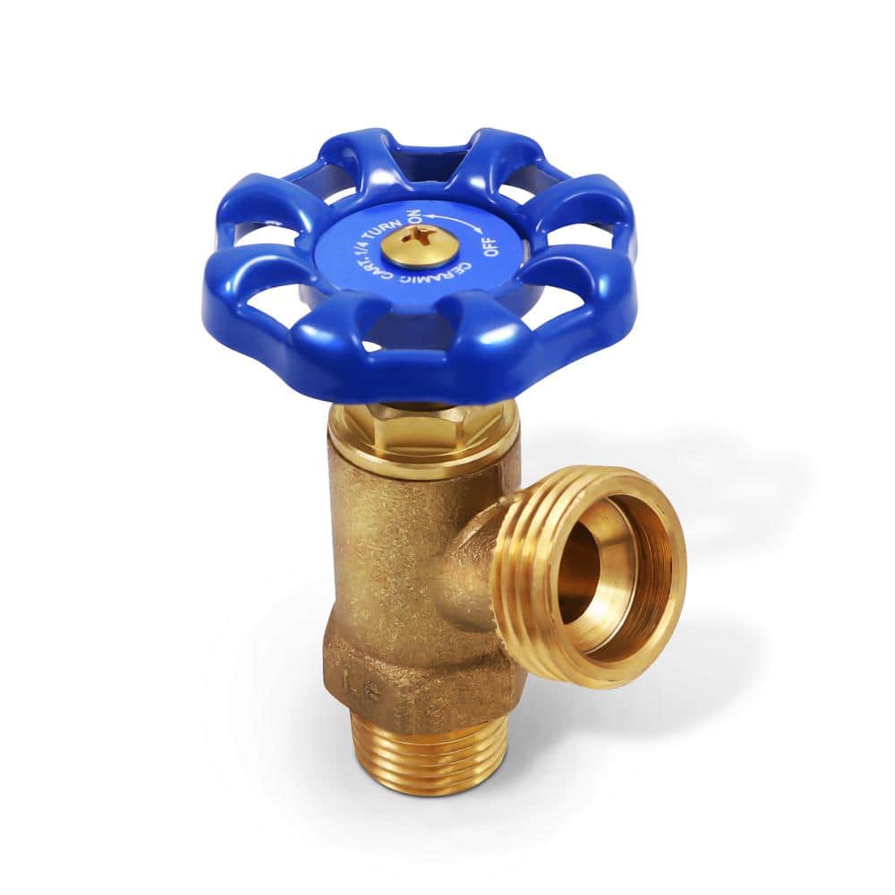 PLUMBFLEX 1/2 in. MIP x Hose Boiler Drain Valve Brass 1/4 Turn QTBD12 ...