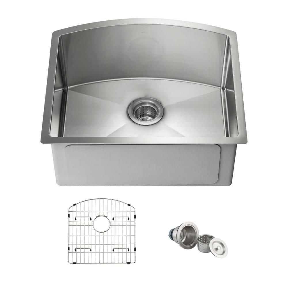 KIBI 22 in. Handcrafted Undermount Single Bowl 16 Gauge Stainless Steel ...