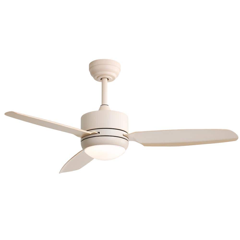 Keazile 46 in. Indoor Beige Ceiling Fan with Dimmer LED Light, Remote Control and DC Motor for ...