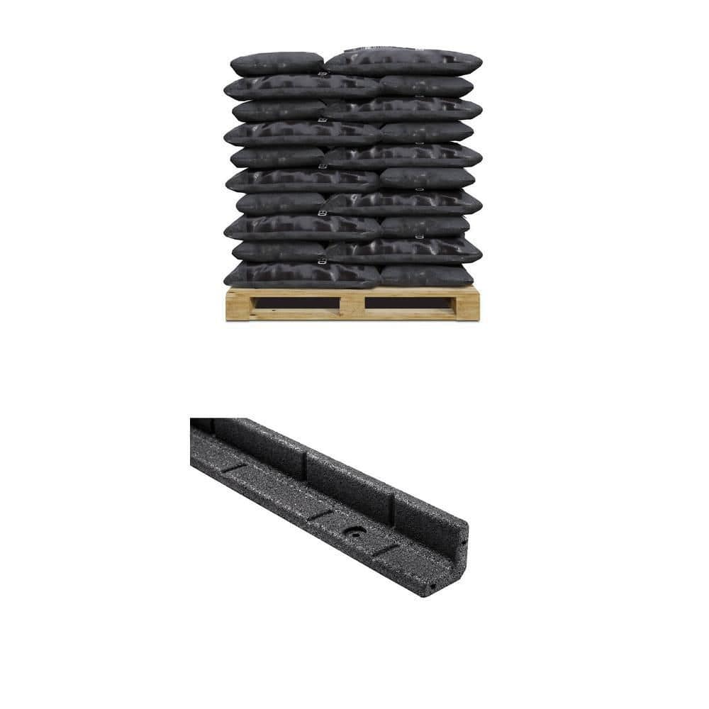 Vigoro 75 cu. ft. Black Shredded Rubber Mulch and 48 in. x 3 in. Rubber ...