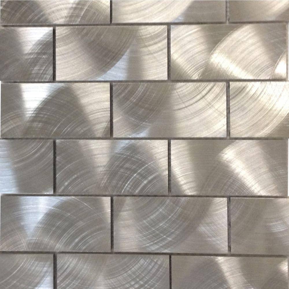 Ivy Hill Tile Urban Silver Aluminum Mosaic Tile - 3 in. x 6 in. Tile ...