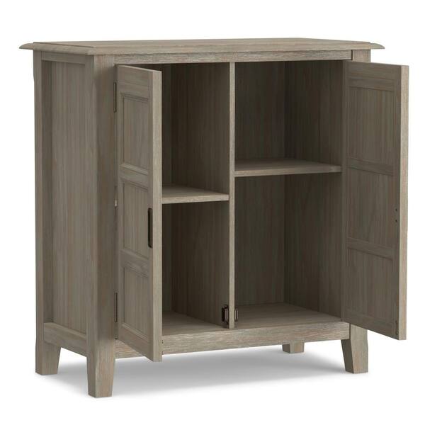 Simpli Home Burlington Low Storage Cabinet in Distressed Grey