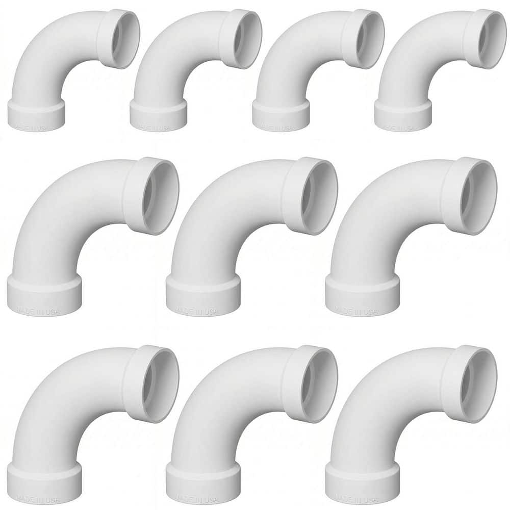 PLUMBFLEX 3 in. Rigid PVC DWV Long Sweep 1/4 Bend 90° Elbow, Hub x Hub ...
