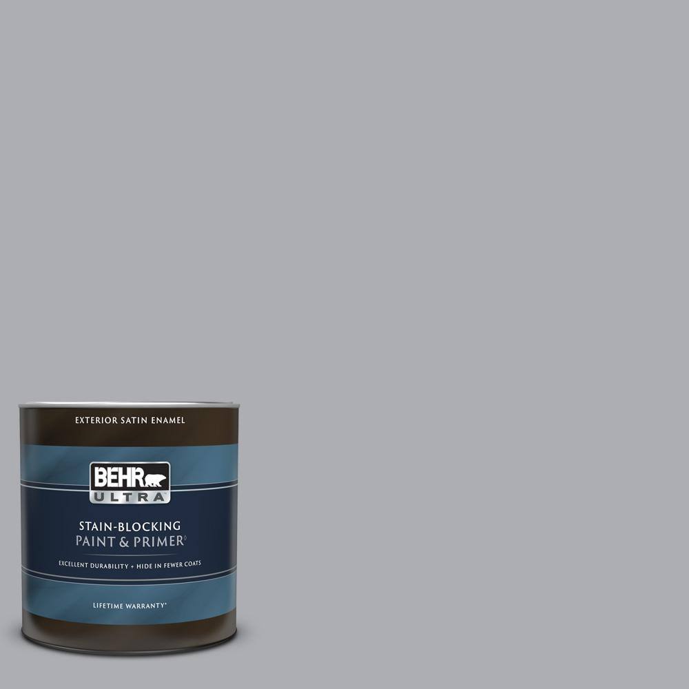 BEHR ULTRA 1 qt. #760E-3 Gray Timber Wolf Satin Enamel Exterior Paint ...