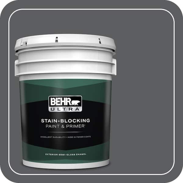 BEHR ULTRA 5 gal. #N500-6 Graphic Charcoal Semi-Gloss Enamel Exterior ...