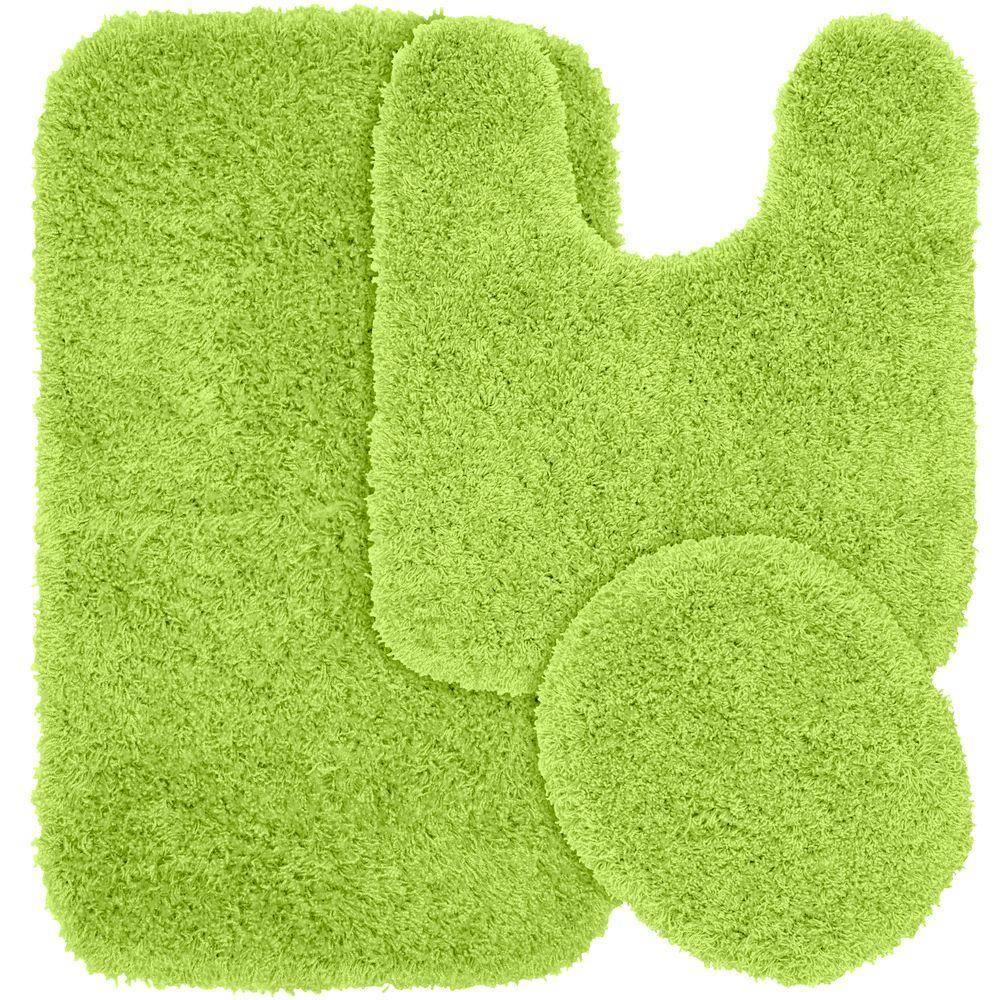 Garland Rug Jazz Lime Green 21 in. x 34 in. Washable Bathroom 3-Piece ...
