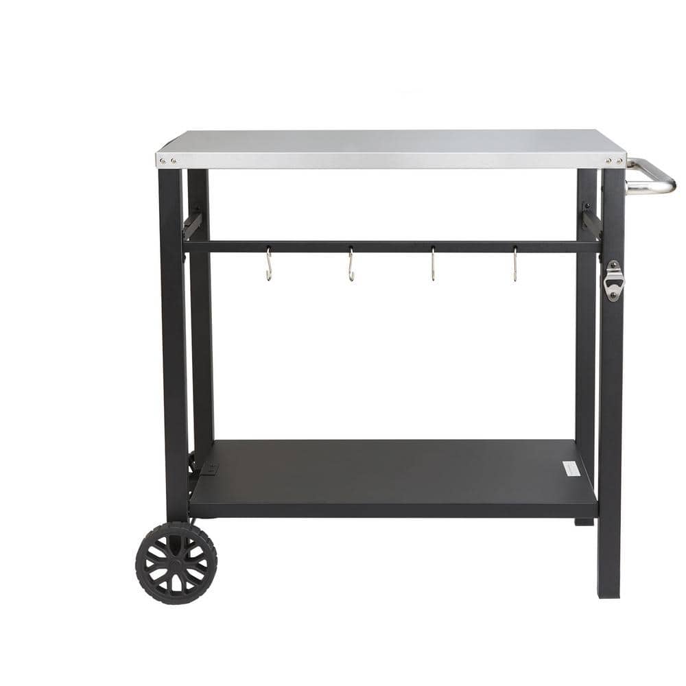 SVOPES 2-Shelf Outdoor Grill Cart, Stainless Steel BBQ Prep Table ...