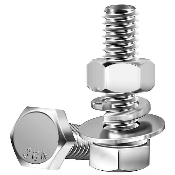 MYWISH 3/8 in.-16 x 1-1/4 in. Stainless Steel Uncoated Hex Bolt with ...