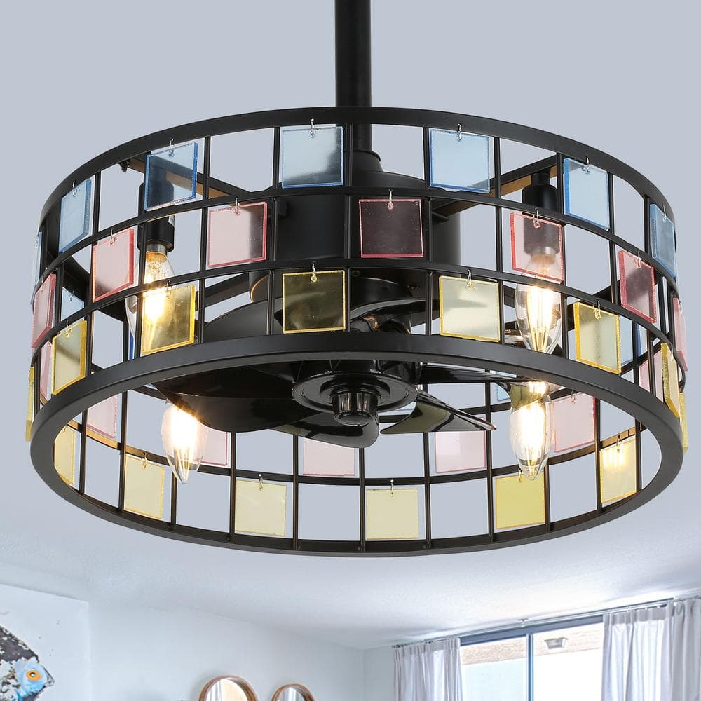 Oaks Aura Coronel 18 in. Indoor Black DIY Tiffany Stained Glass Ceiling ...