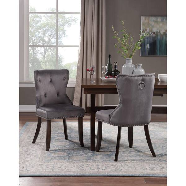 GOJANE Gray Tufted Armless Upholstered Dining Chair, Set of 4 ...