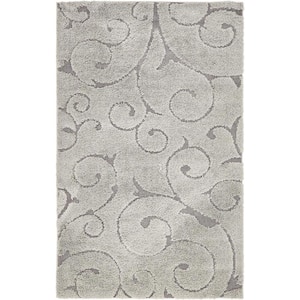 Unique Loom Floral Shag Carved Gray 9' 0 x 12' 0 Area Rug 3133124 - The ...