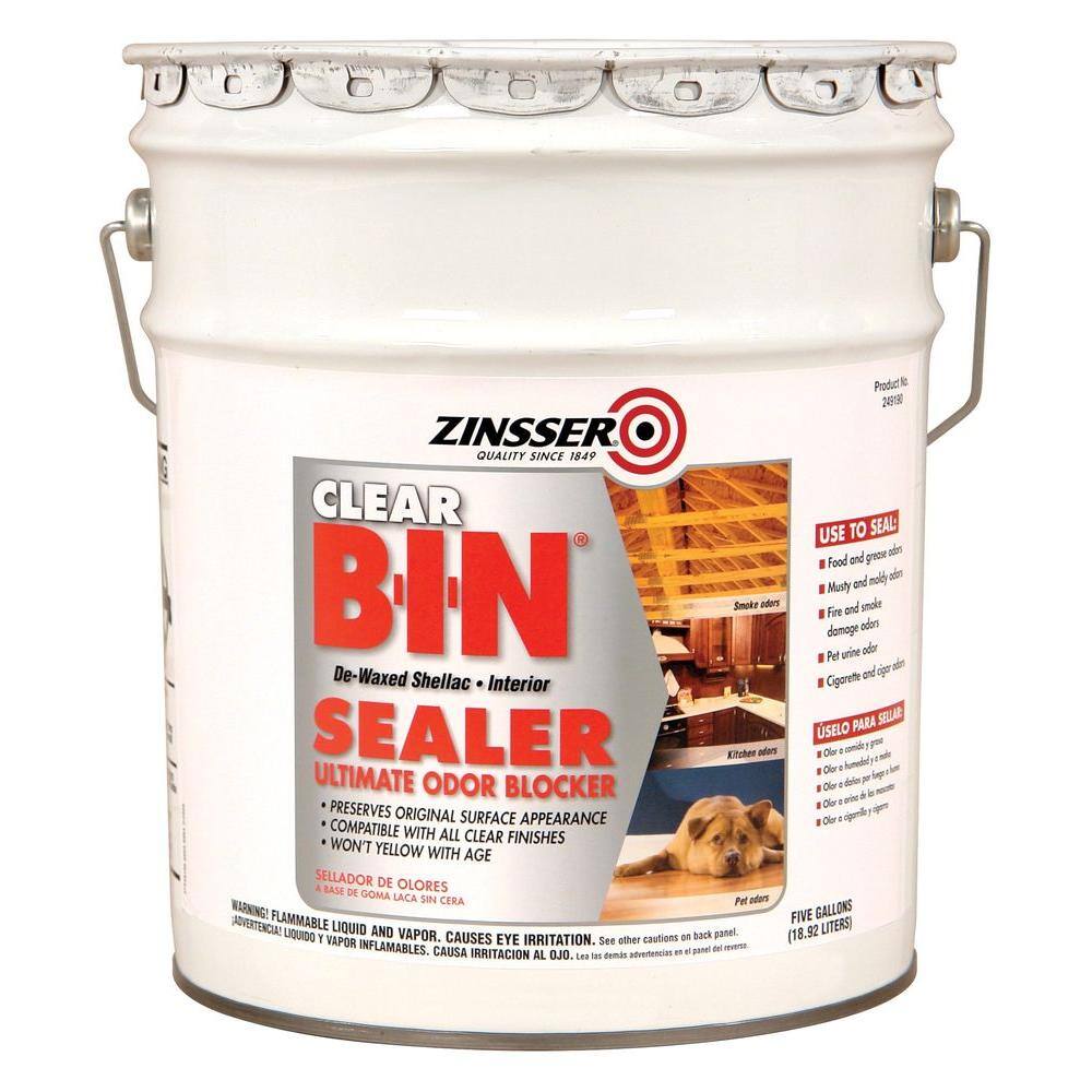 Zinsser B-I-N 5 gal. Clear Shellac-Based Interior Sealer-249190 - The ...