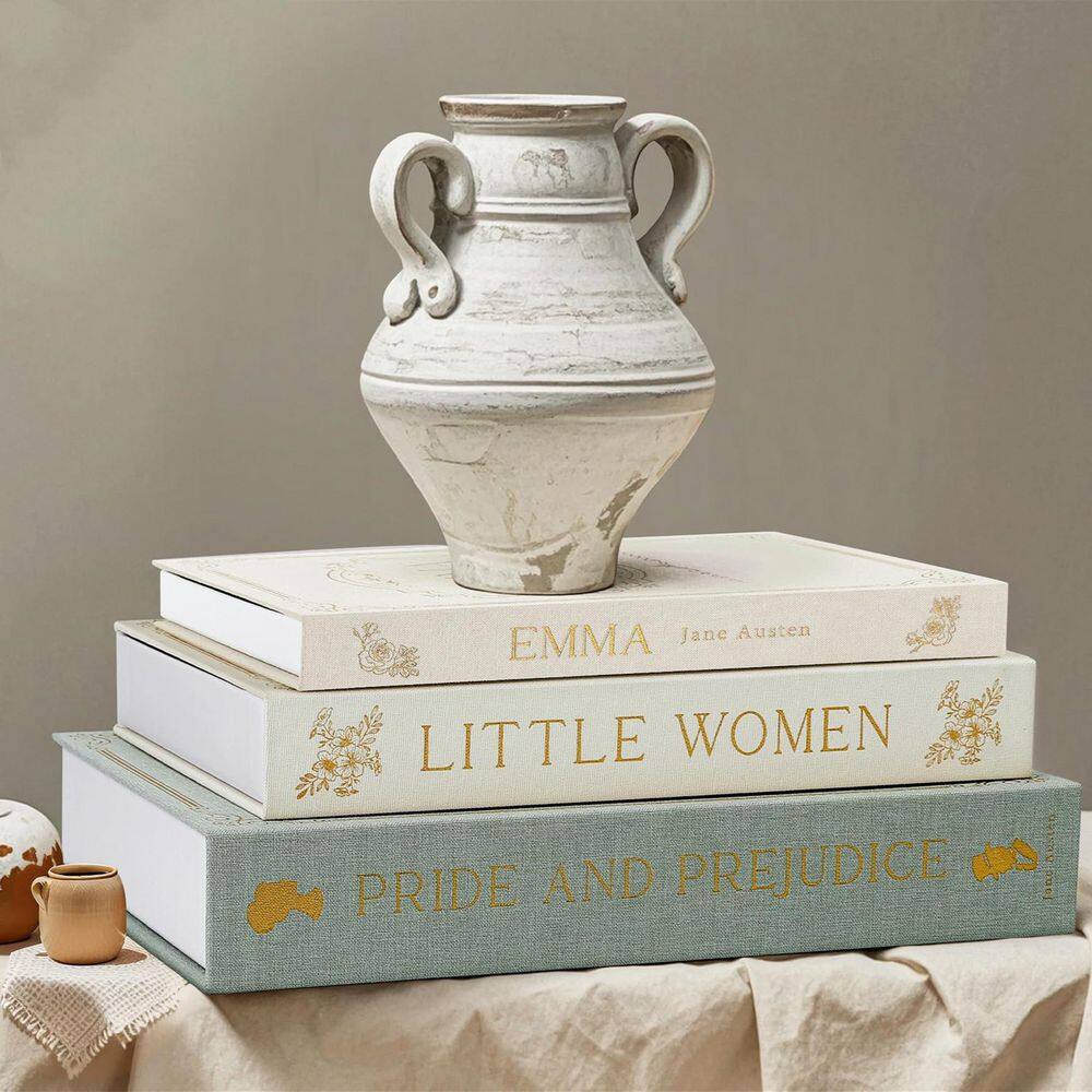 Set of 3 Linen Decorative Faux Books with Hidden Storage, Modern ...
