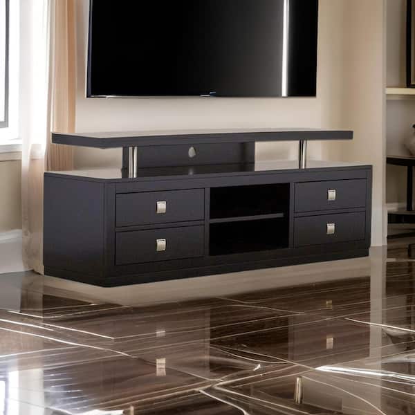 Benjara Tolland Black TV Stand Fits TV's up to 55 to 60 in. BM137597 ...