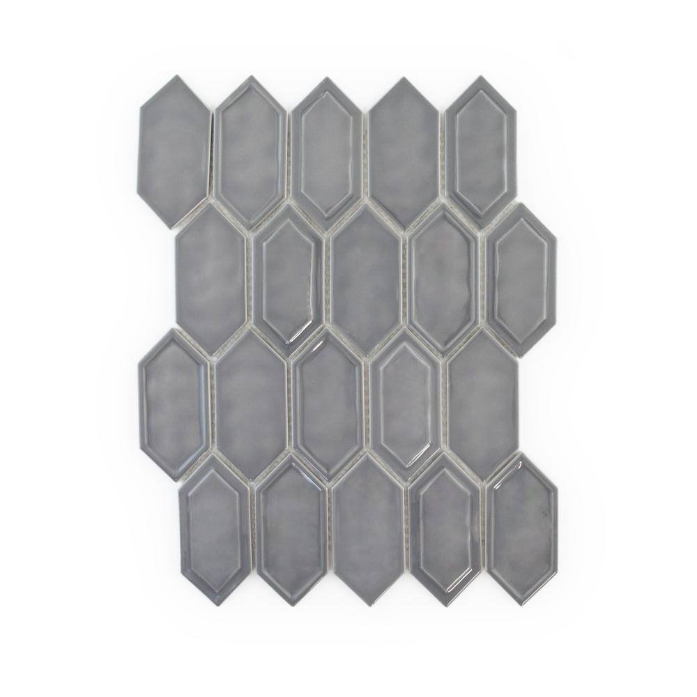 Jeffrey Court Caldera Charcoal Blue 10 in. x 13 in. Hexagon Gloss Glass ...