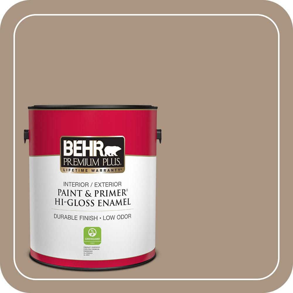BEHR PREMIUM PLUS 1 gal. #T17-11 Silent Sands Hi-Gloss Enamel Interior ...