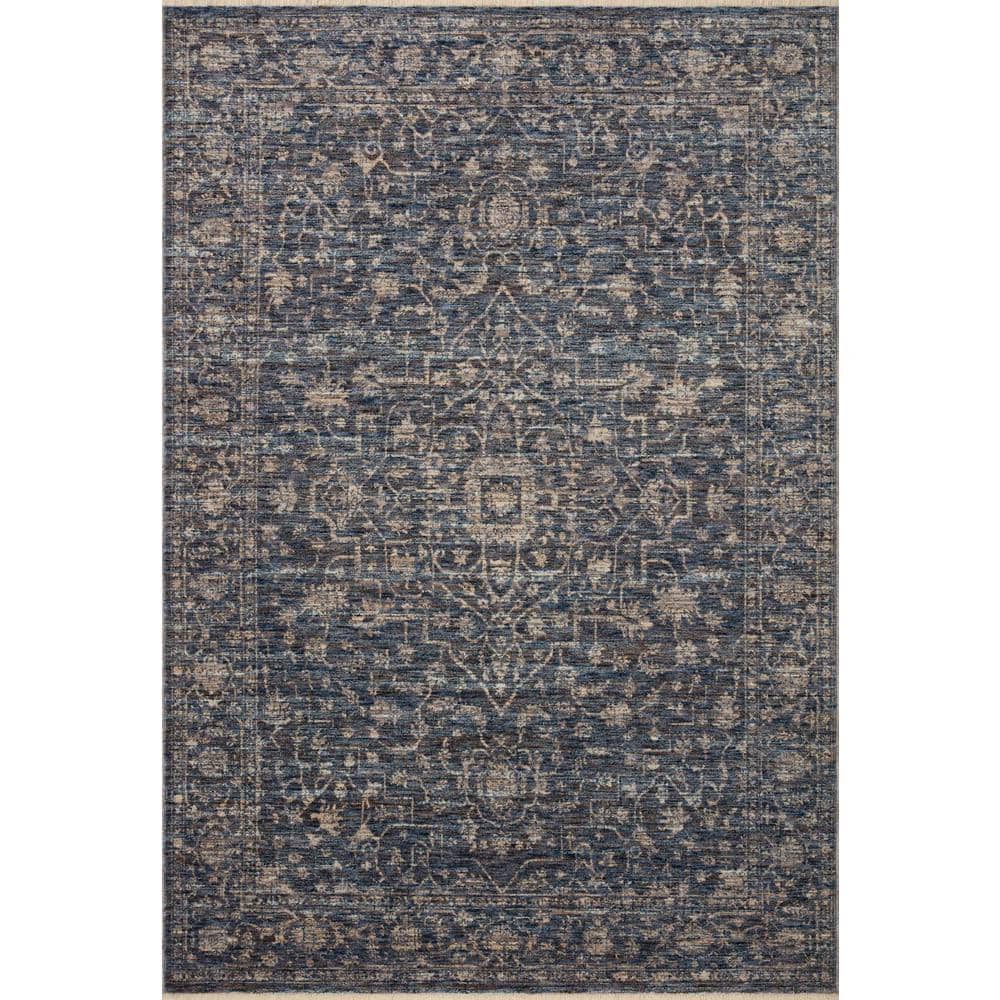 Loloi Sorrento Midnight/Natural 2'-7" x 10' Oriental Fringe Runner Area ...