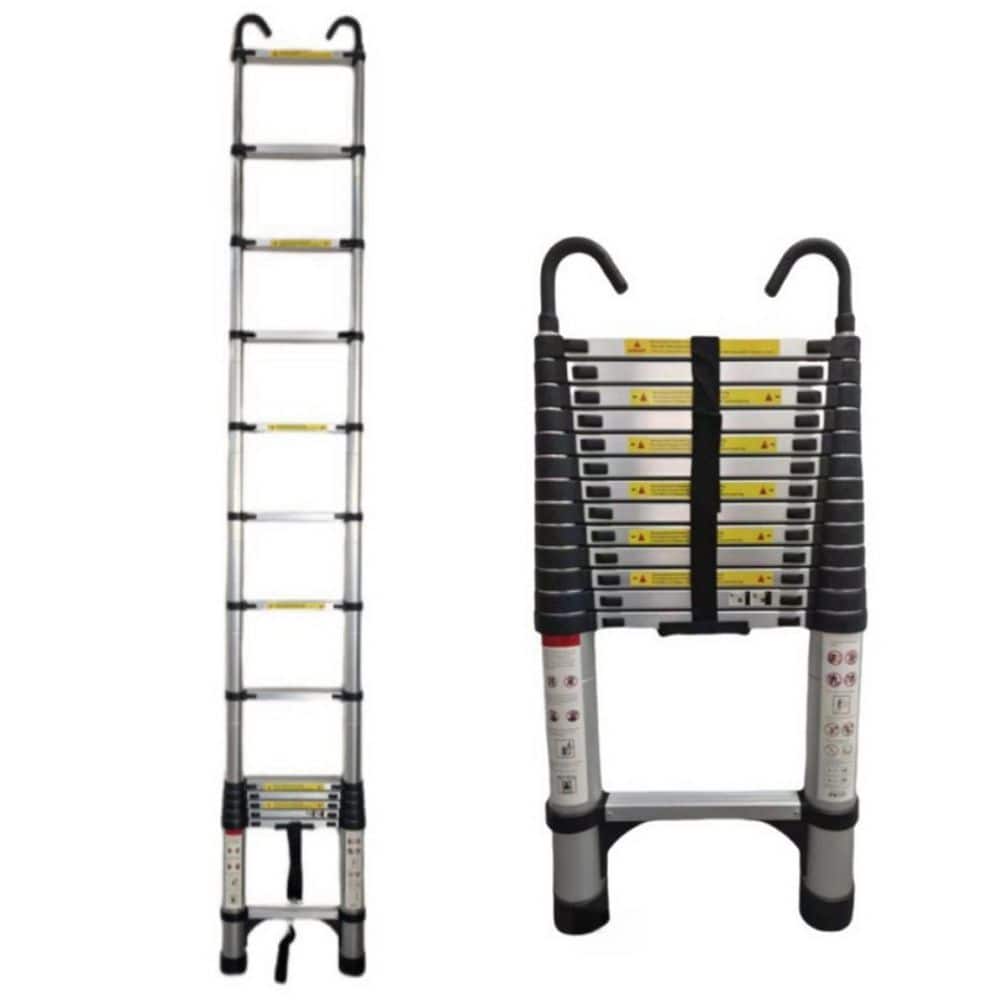 Silverpark 13.5 ft. Aluminum Telescoping Extension Ladder with 300 lbs ...
