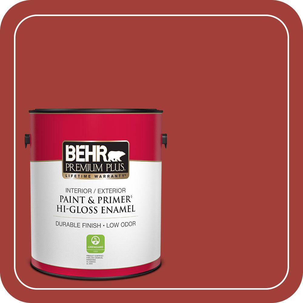 BEHR PREMIUM PLUS 1 gal. #PPU2-16 Fire Cracker Hi-Gloss Enamel Interior ...