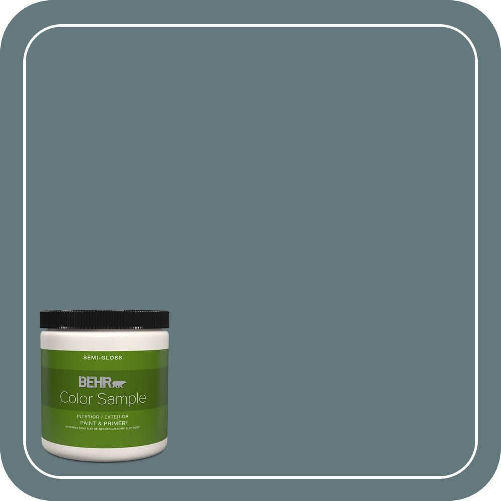 BEHR PREMIUM PLUS 8 oz. #BXC-81 Crater Lake Semi-Gloss Interior ...