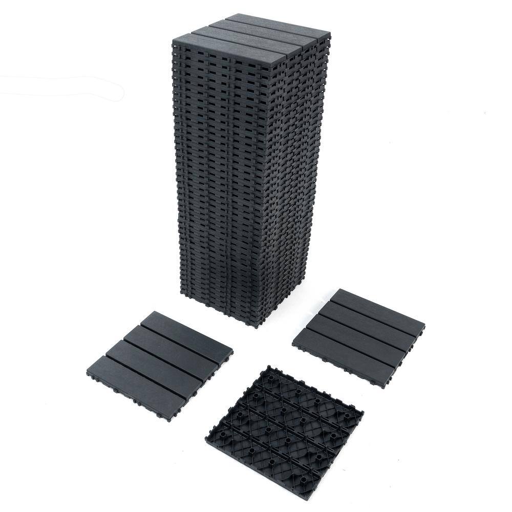 WELLFOR 1 ft. x 1 ft. Polypropylene Deck Tile in Dark Gray (44-Piece) GDT-PP16GR-44 - The Home Depot