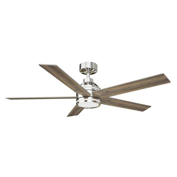 Hampton Bay Ashburrow 52 in. Indoor Brushed Nickel Ceiling Fan with ...