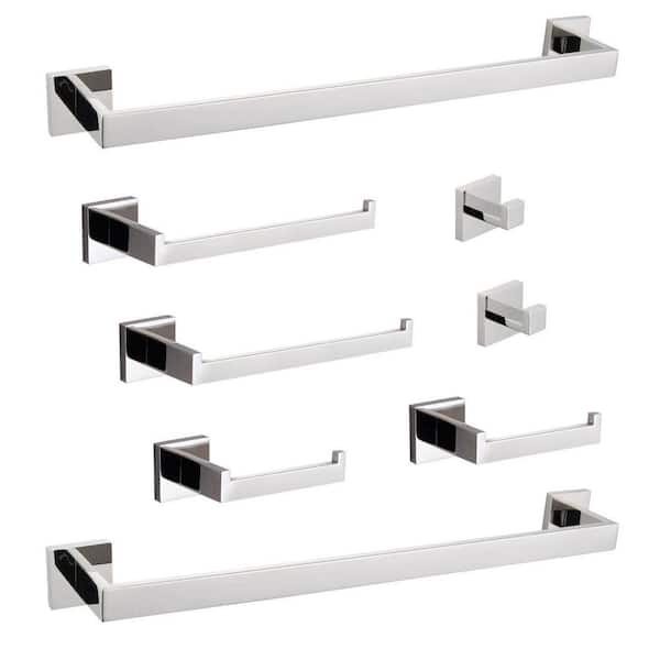 SANFANGIE WZ 8-Piece Bath Hardware Set with Mounting Hardware in Chrome ...