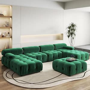 Magic Home Chameleon 138 in. Square Arm 6-piece Modern Velvet Modular ...