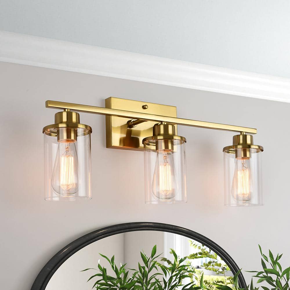 GoYeel 23.62 in. 3-Light Modern Gold Bathroom Vanity Light with ...