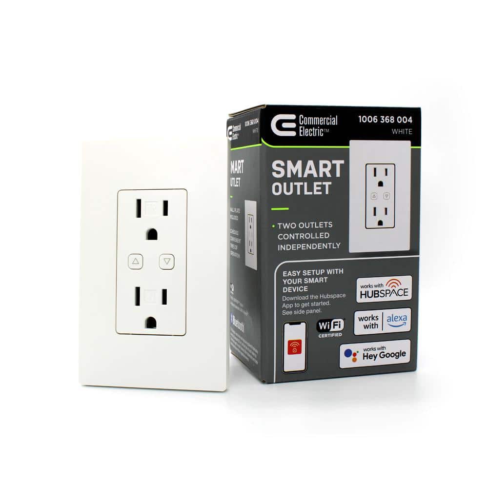Commercial Electric Smart 15 Amp 120-Volt Tamper Resistant White Duplex ...