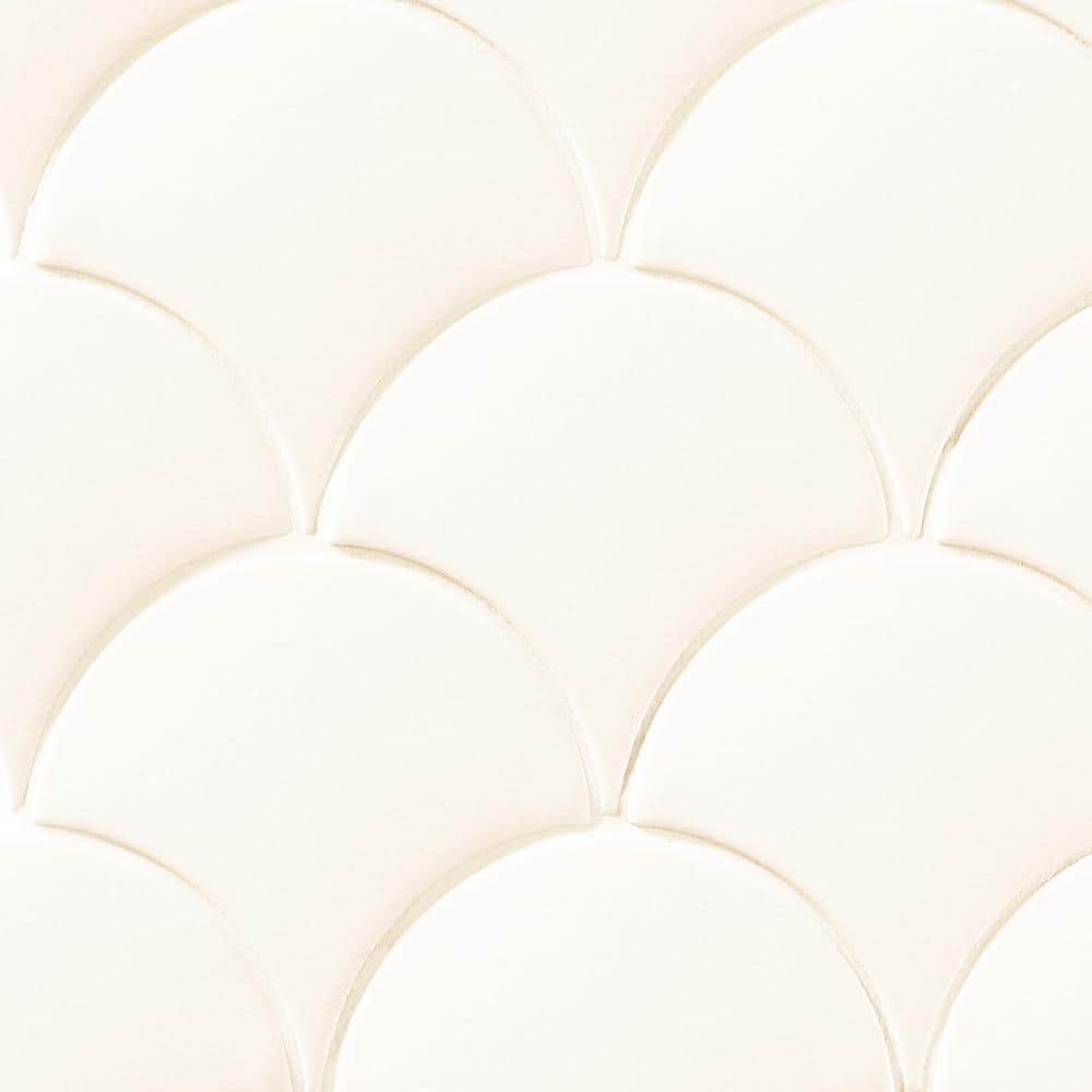 Ivy Hill Tile Beta Matte White 5 in. x 0.39 in. Scallop Matte Ceramic ...