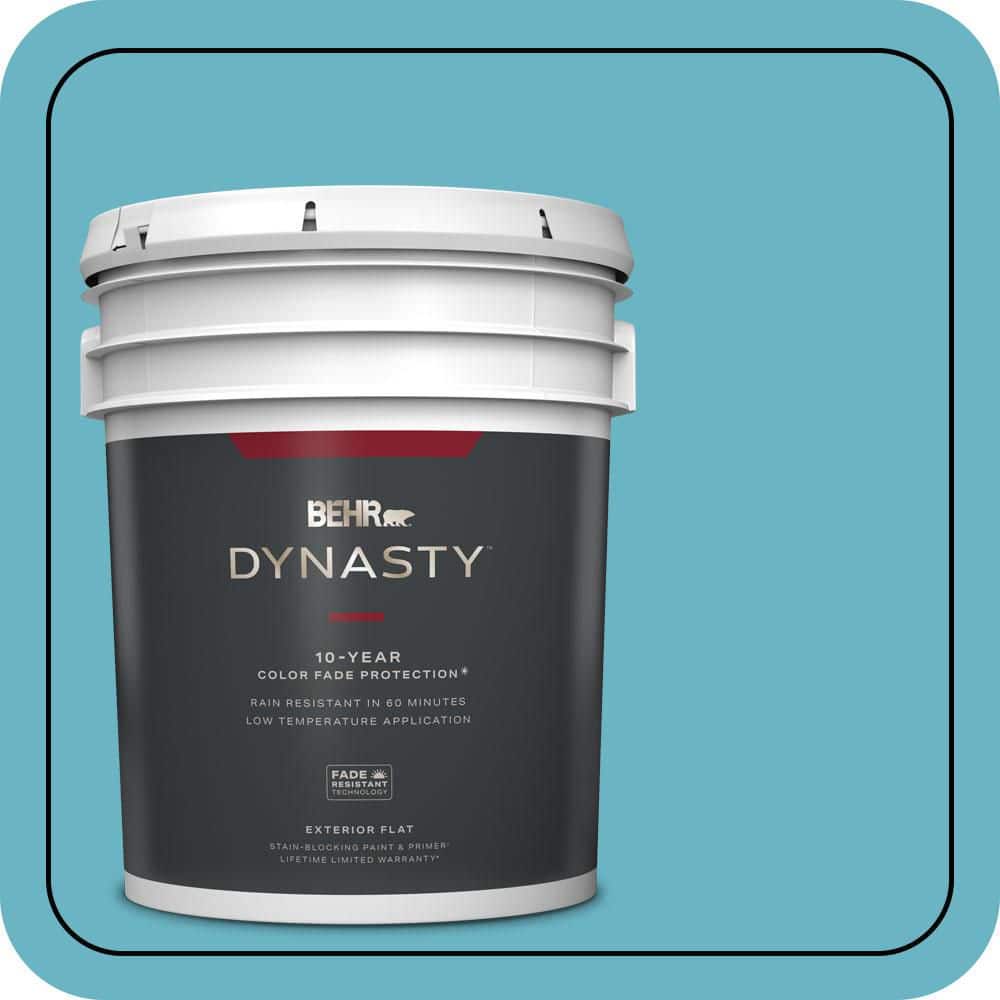 BEHR DYNASTY 5 gal. #530D-5 Riverside Blue Flat Exterior Stain-Blocking ...